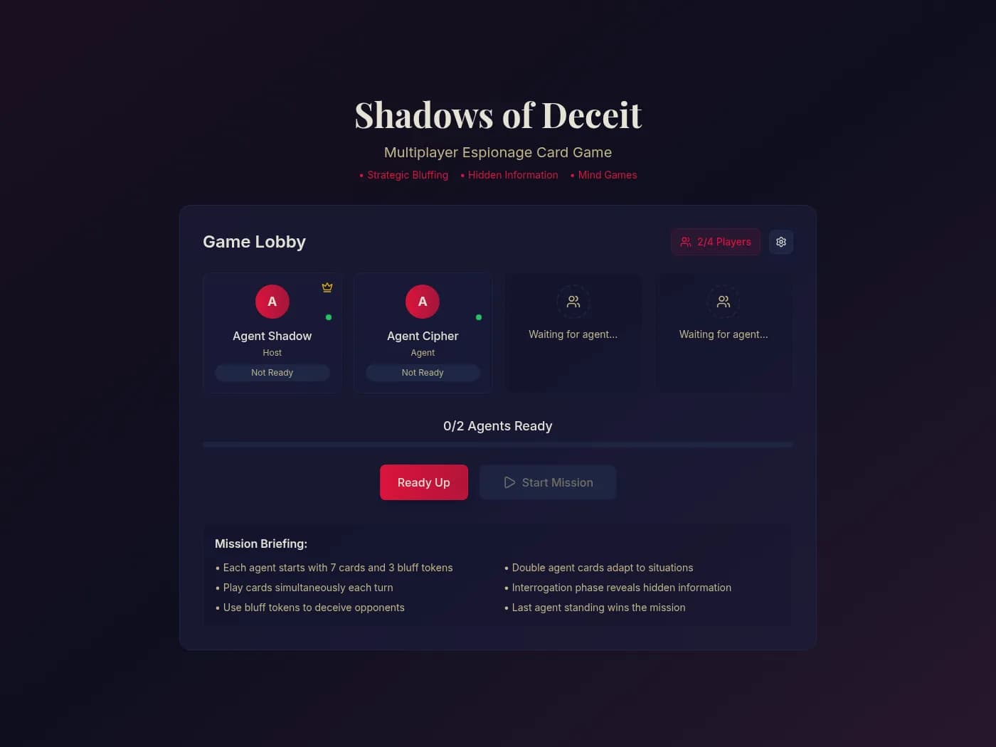 Shadows of Deceit: Multiplayer Espionage Card Game