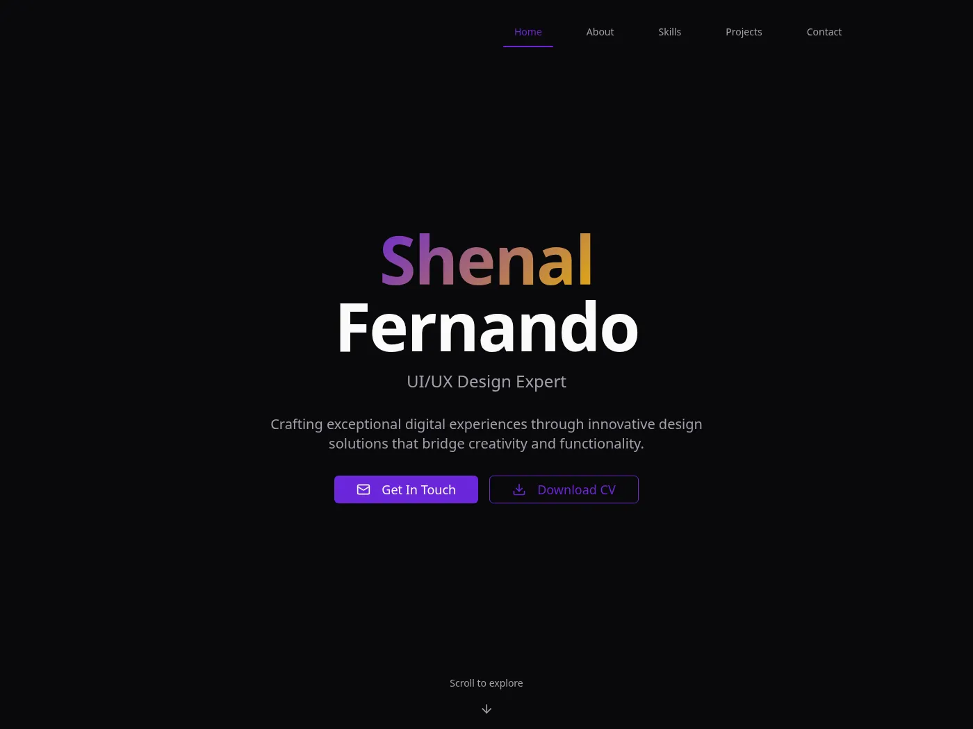 Shenal Fernando's Interactive Portfolio with Spline Background and Dark Mode