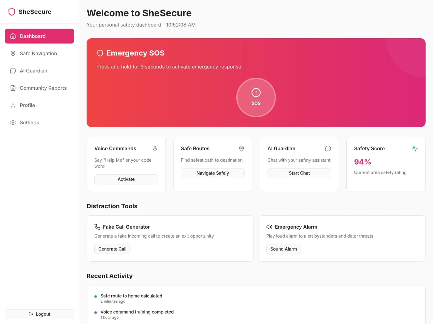 SheSecure: AI-Powered Women’s Safety Platform
