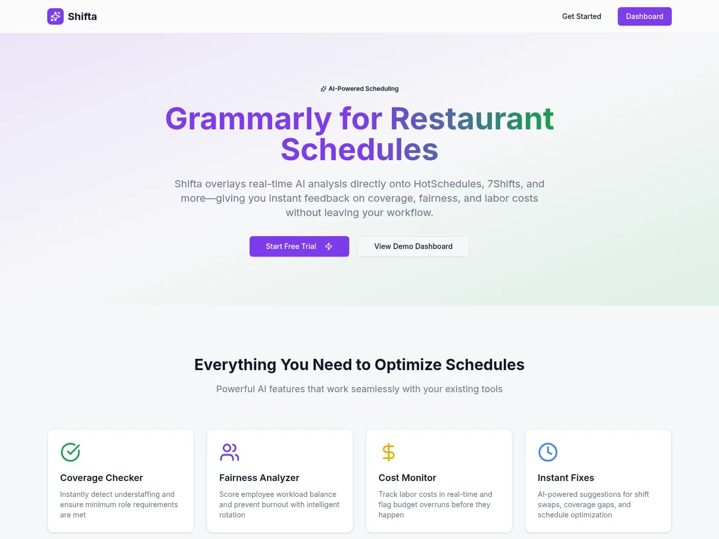 Shifta: AI Schedule Optimizer Chrome Extension for Restaurant Managers