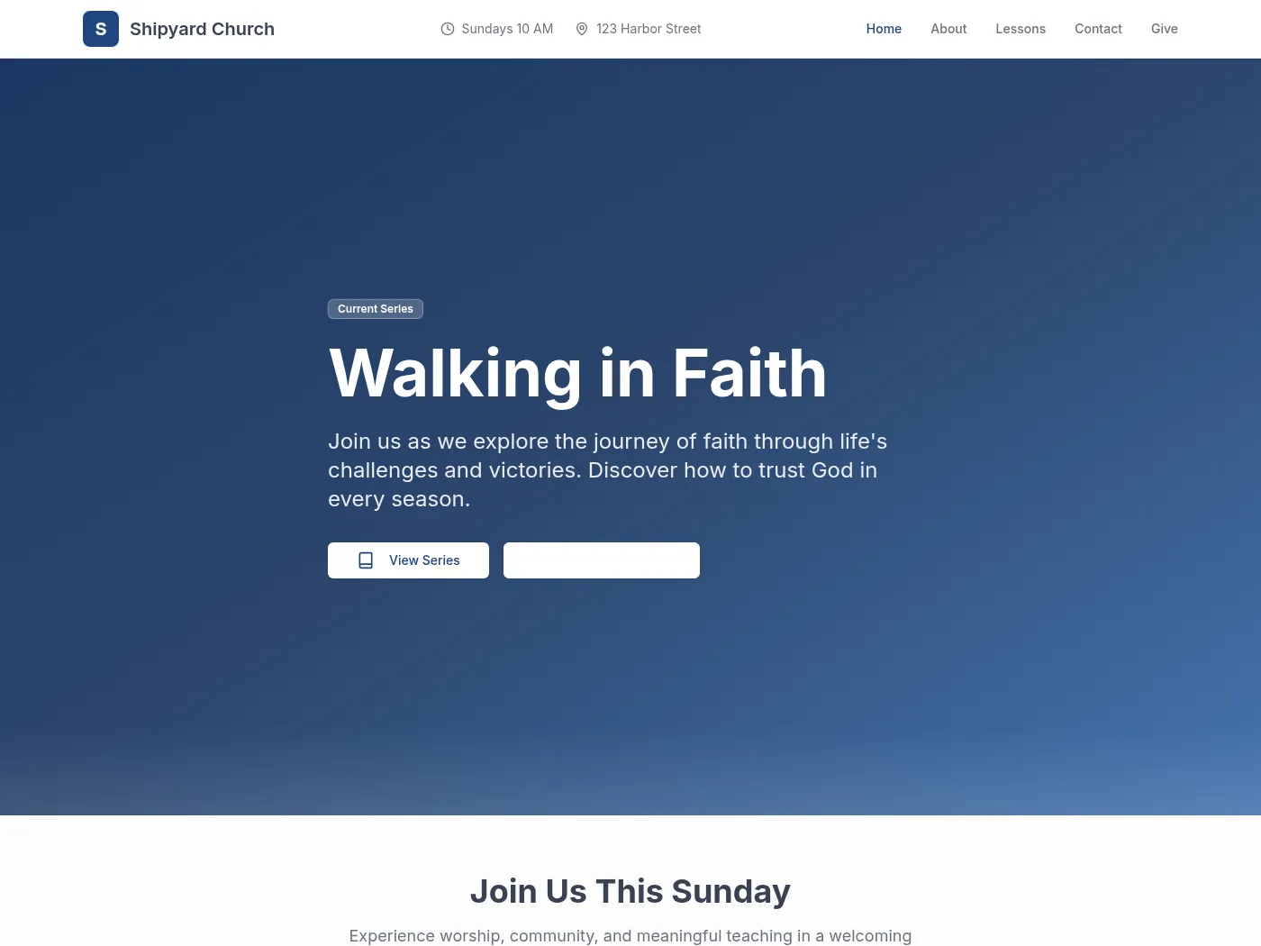 Shipyard Church Website Redesign with Dynamic Lesson Series and Modern Block Editor