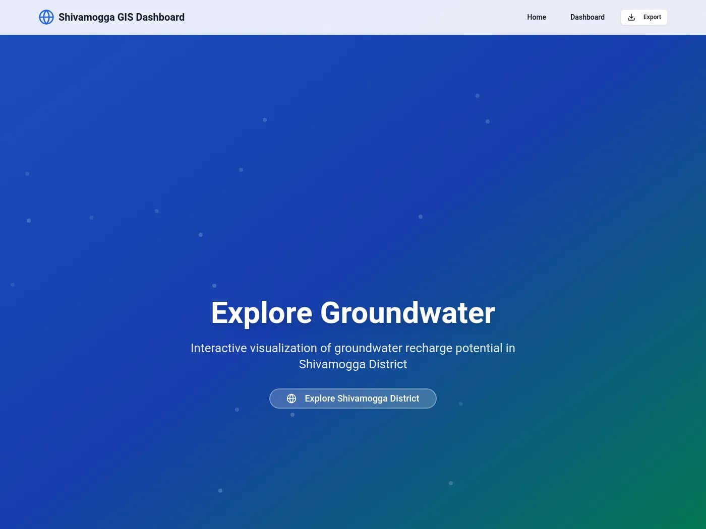 Shivamogga Groundwater Recharge GIS Dashboard