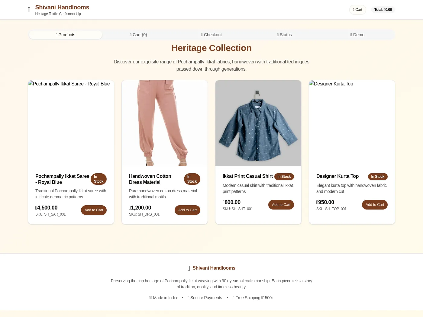 Shivani Handlooms AI-Powered Kanban Commerce & Operations Platform