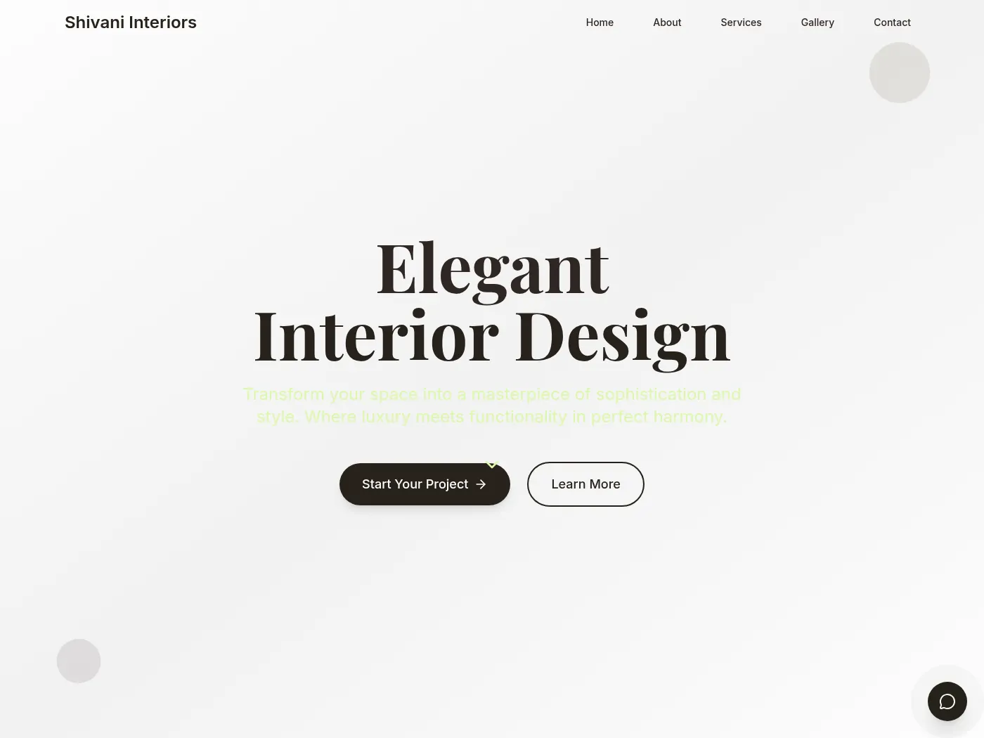 Shivani Interiors Elegant Portfolio Website