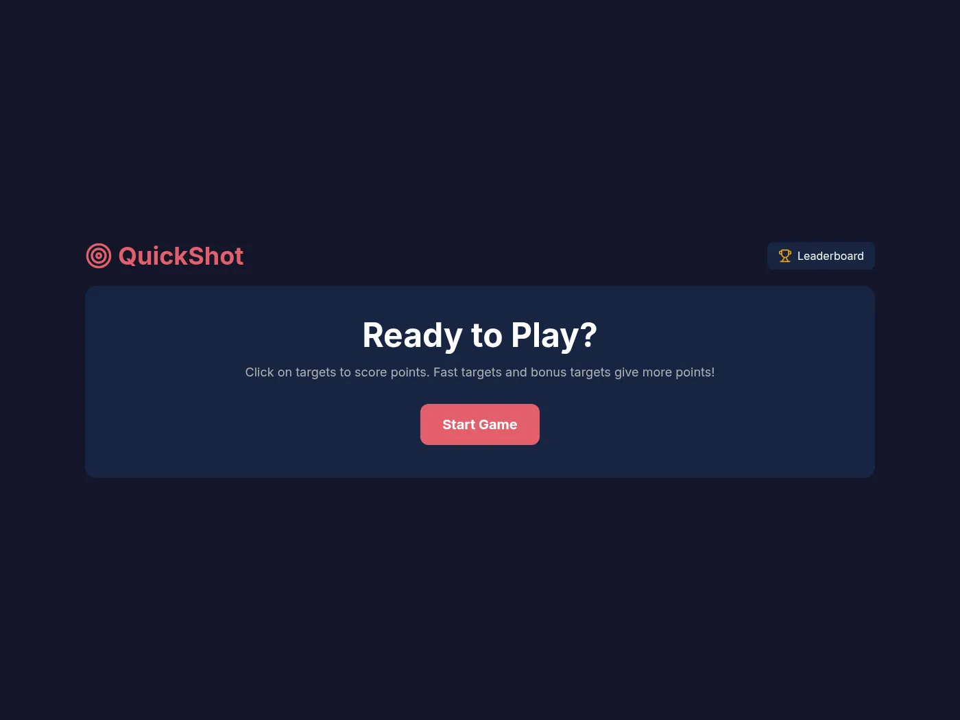 QuickShot: A Fast-Paced Shooting Game