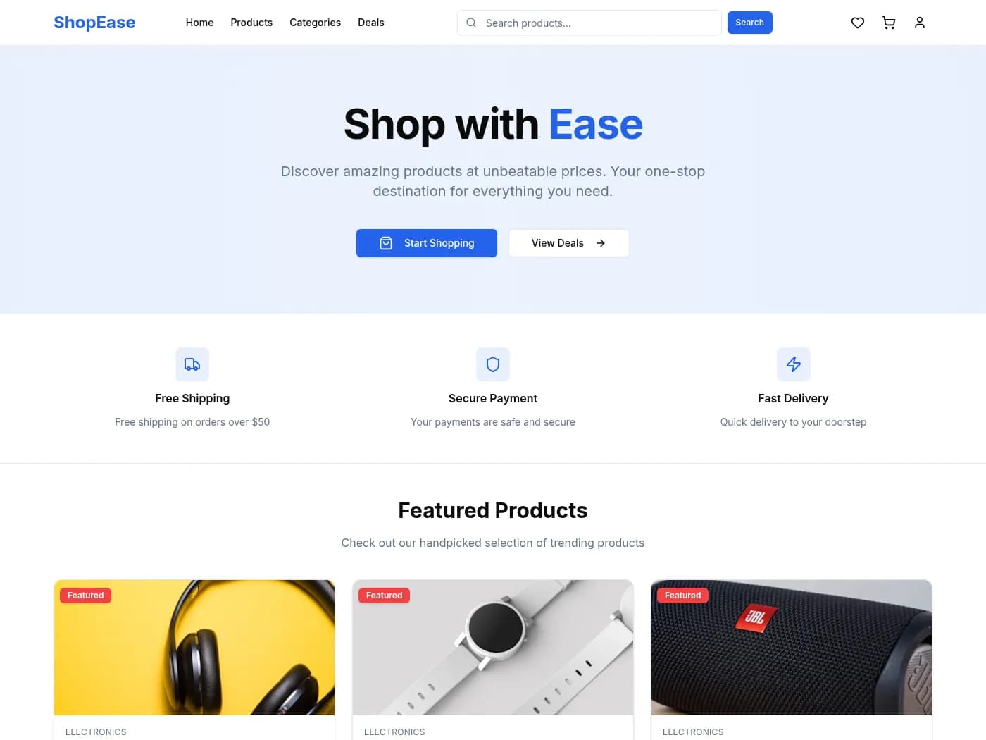 ShopEase - Modern E-Commerce Platform