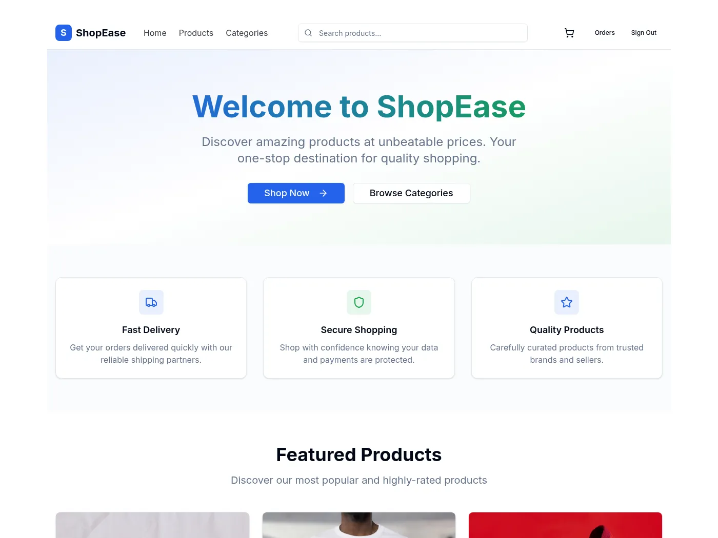 ShopEase: Full-Featured E-Commerce Platform