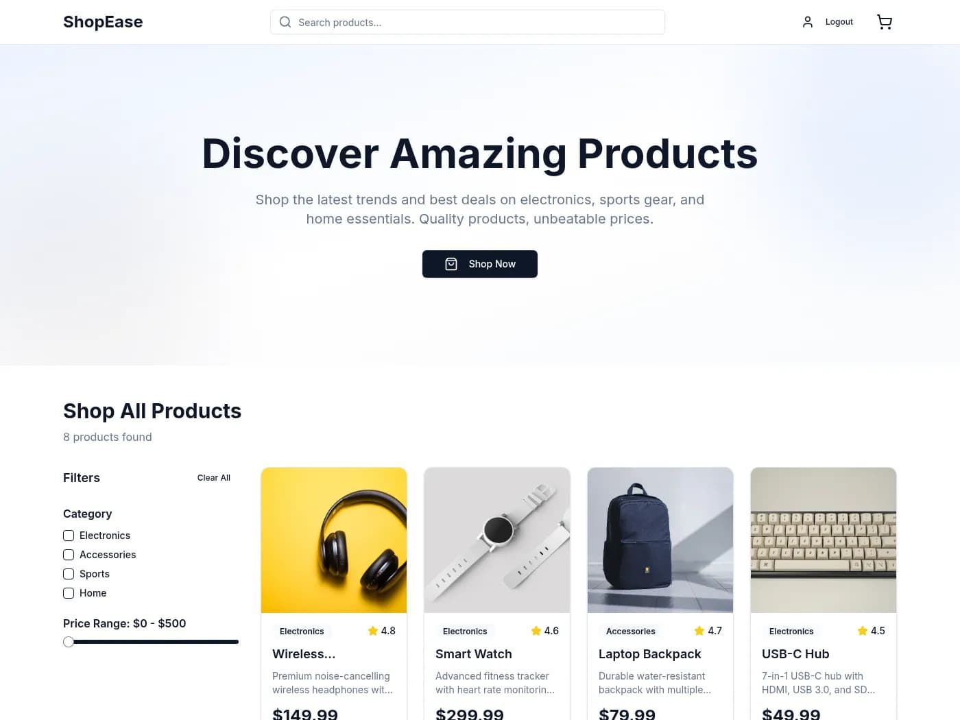 ShopEase – Modern E-commerce Platform