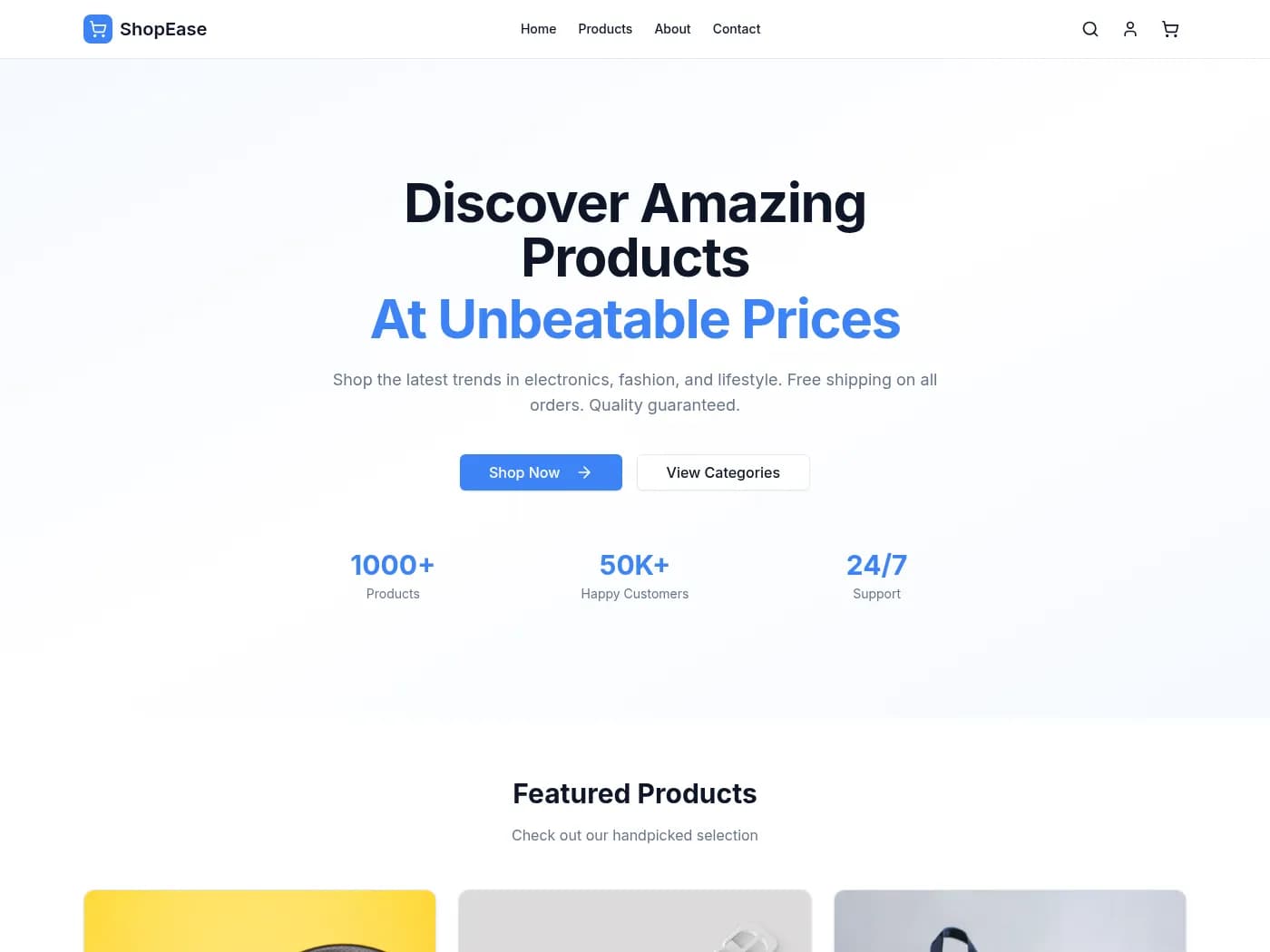 ShopEase: Modern eCommerce Website