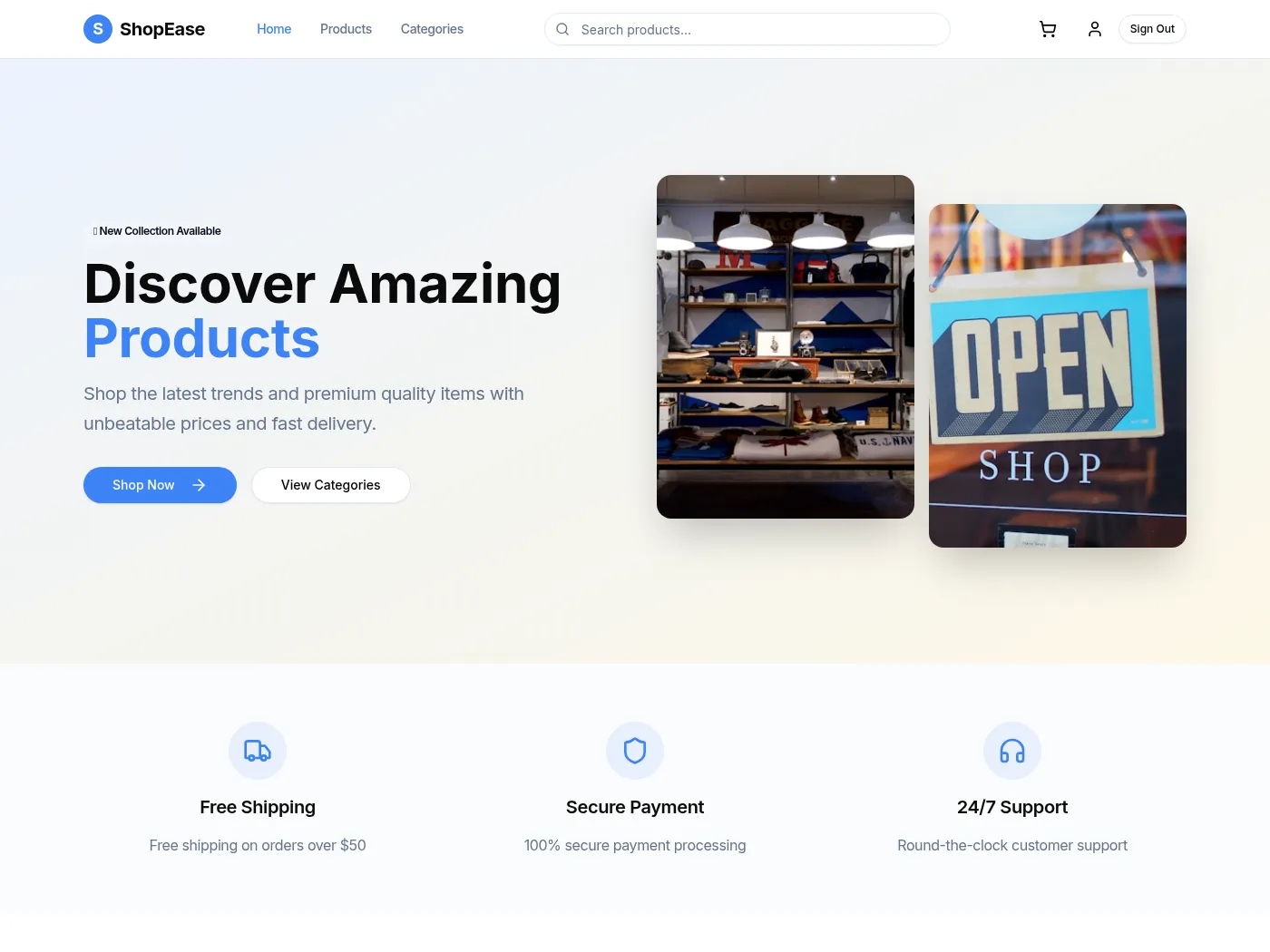 ShopEase: Modern E-commerce Website
