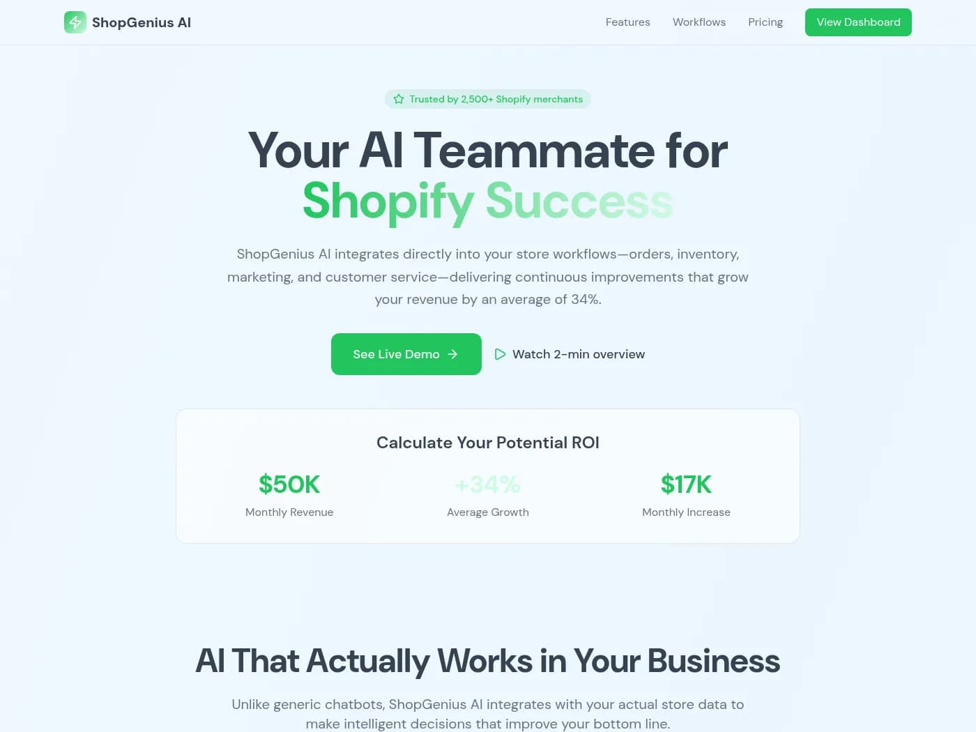 ShopGenius AI – Intelligent Workflow Automation for Shopify Merchants
