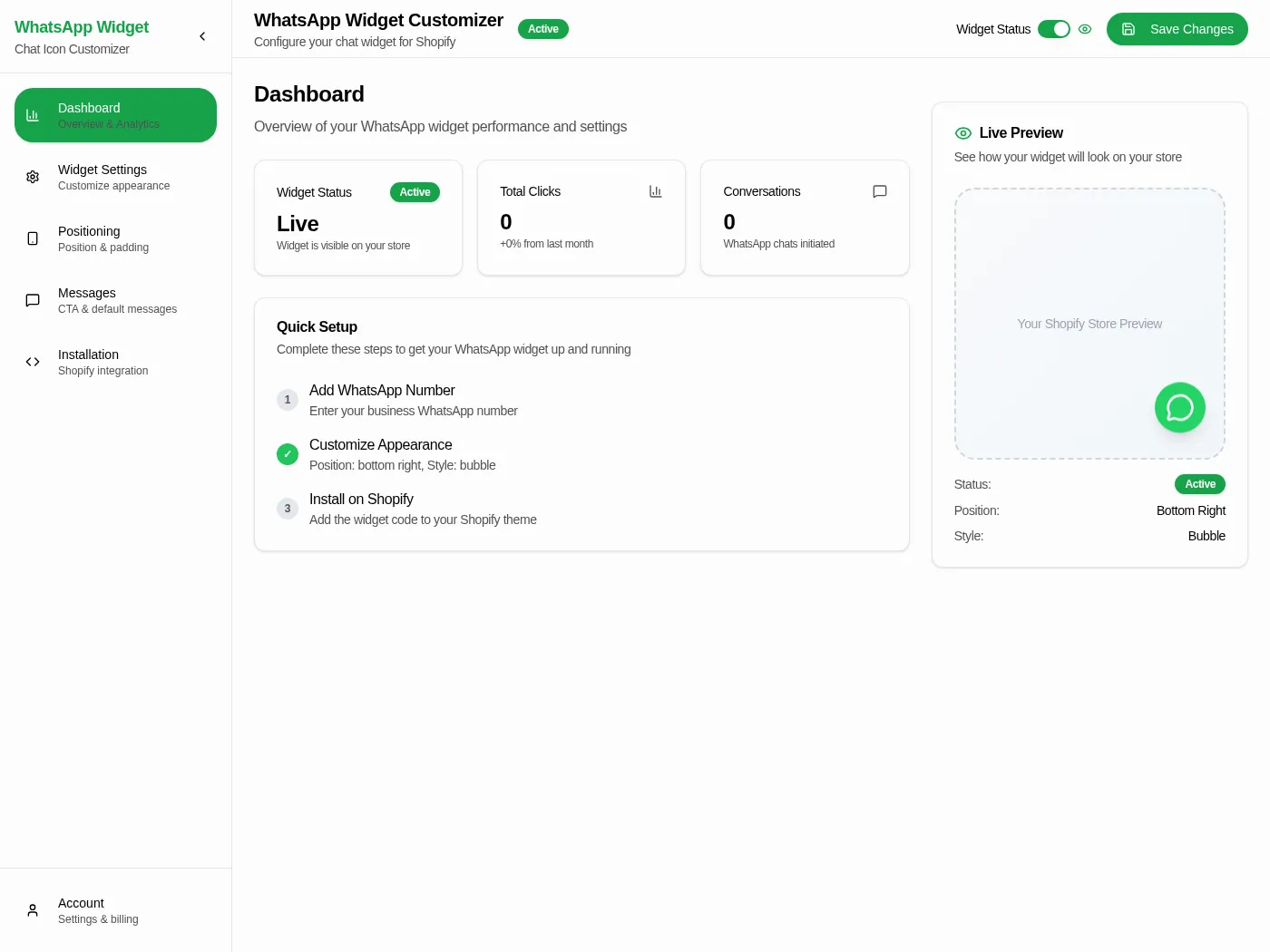 Shopify WhatsApp Widget App