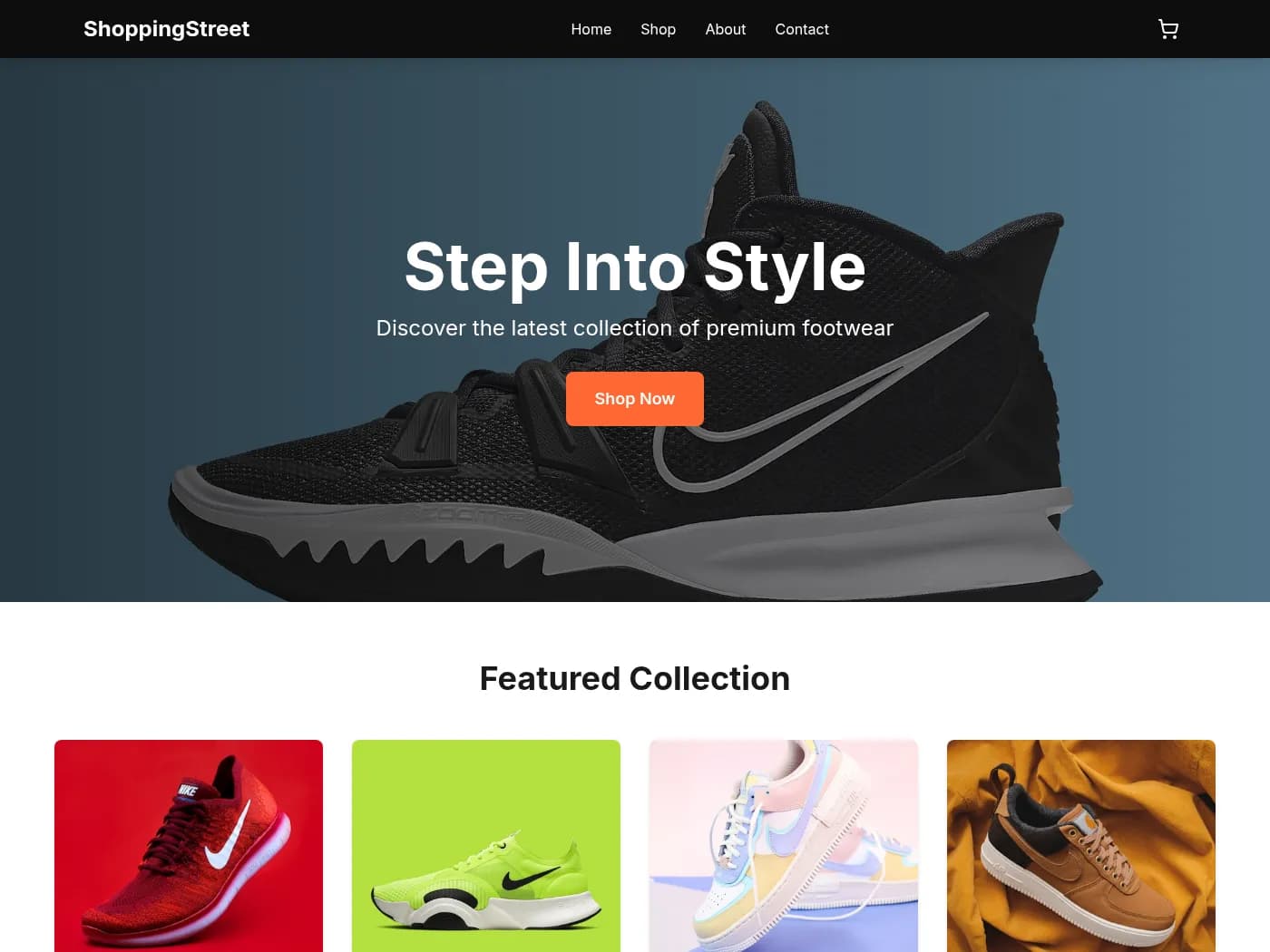 ShoppingStreet - Modern Responsive Shoe E-Commerce Website