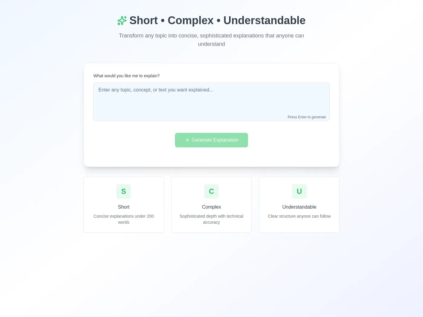 Short, Complex, and Understandable Project Generator