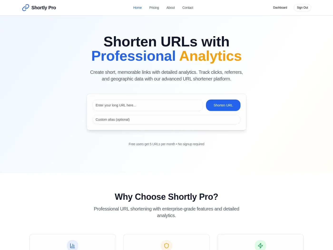 Shortly Pro: Advanced Responsive URL Shortener Platform