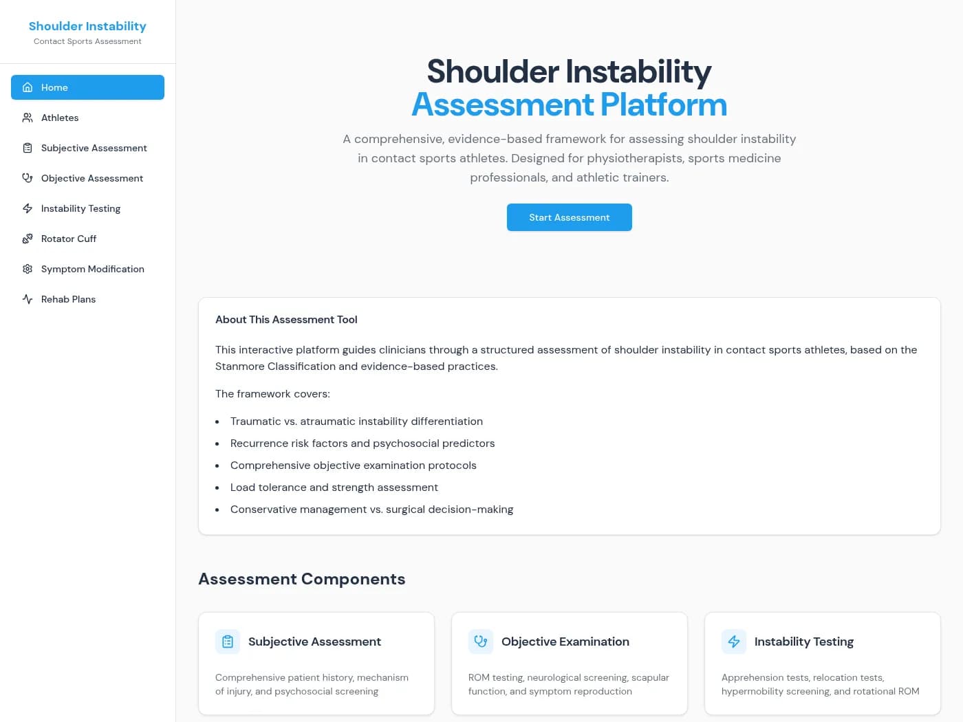 Shoulder Instability Education App for Contact Sports