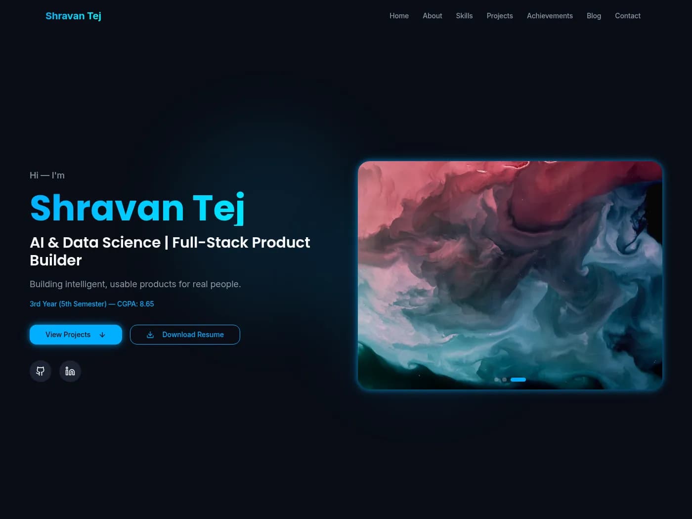 Shravan Tej — Futuristic AI & Data Science Portfolio PWA