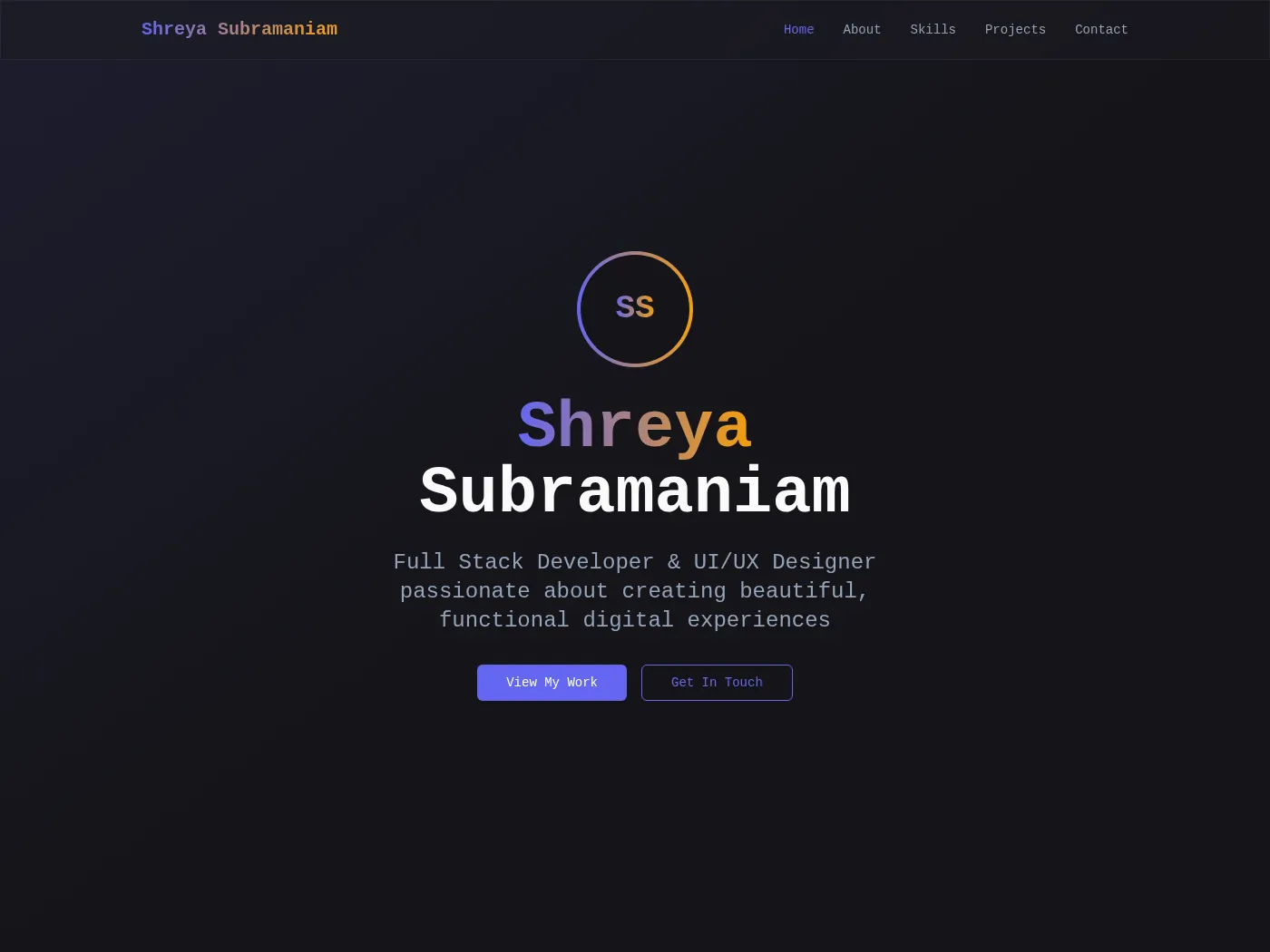 Shreya Subramaniam Portfolio Remake