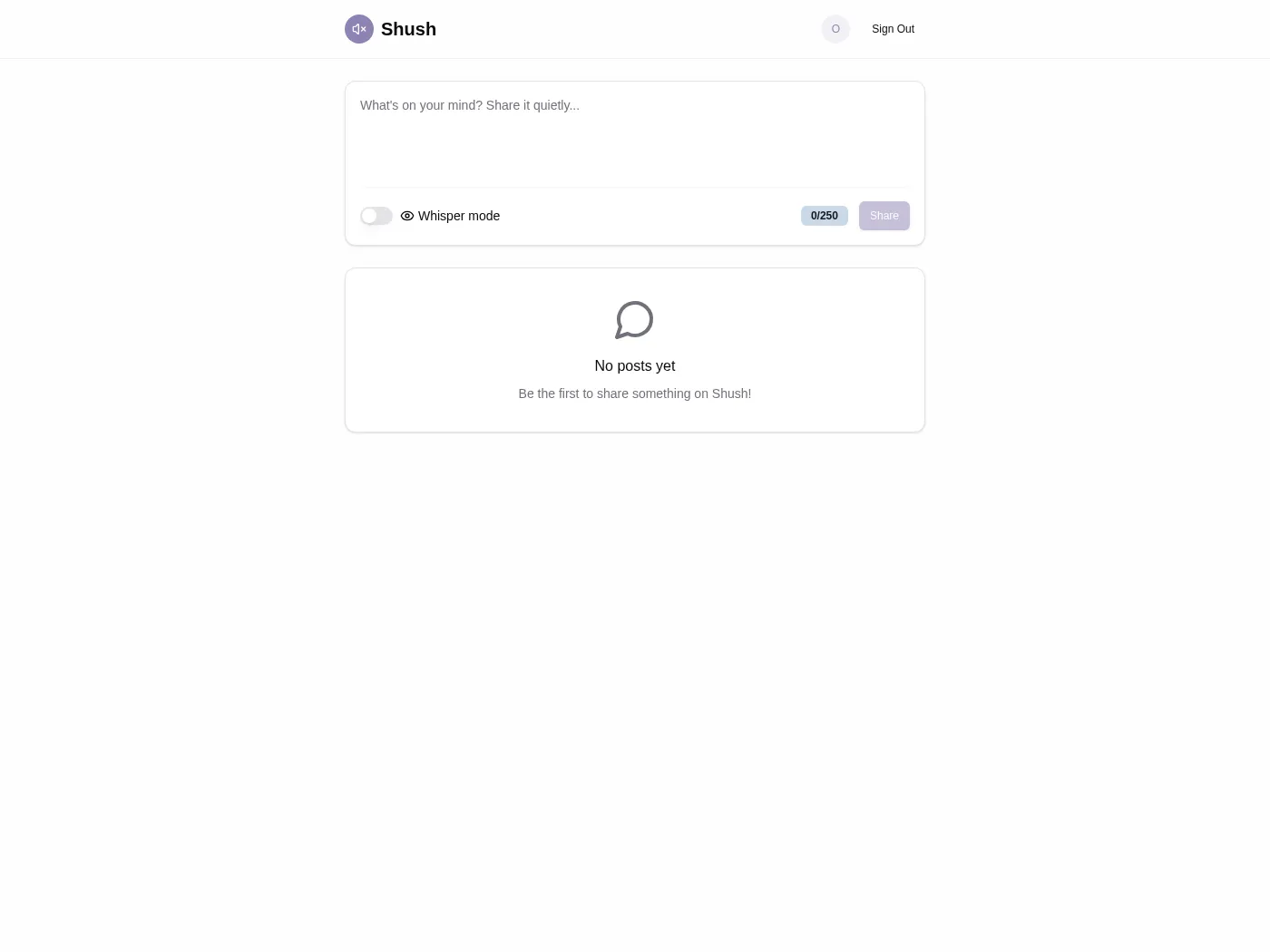 Shush – Minimalist Microblogging for Calm Social Sharing