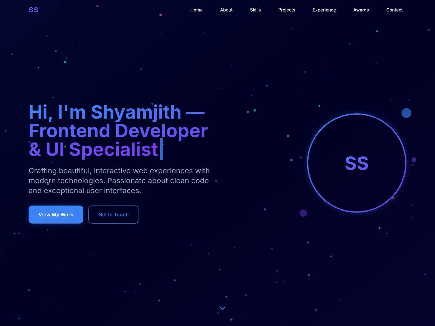 Shyamjith Shivashankaran Futuristic Animated Portfolio