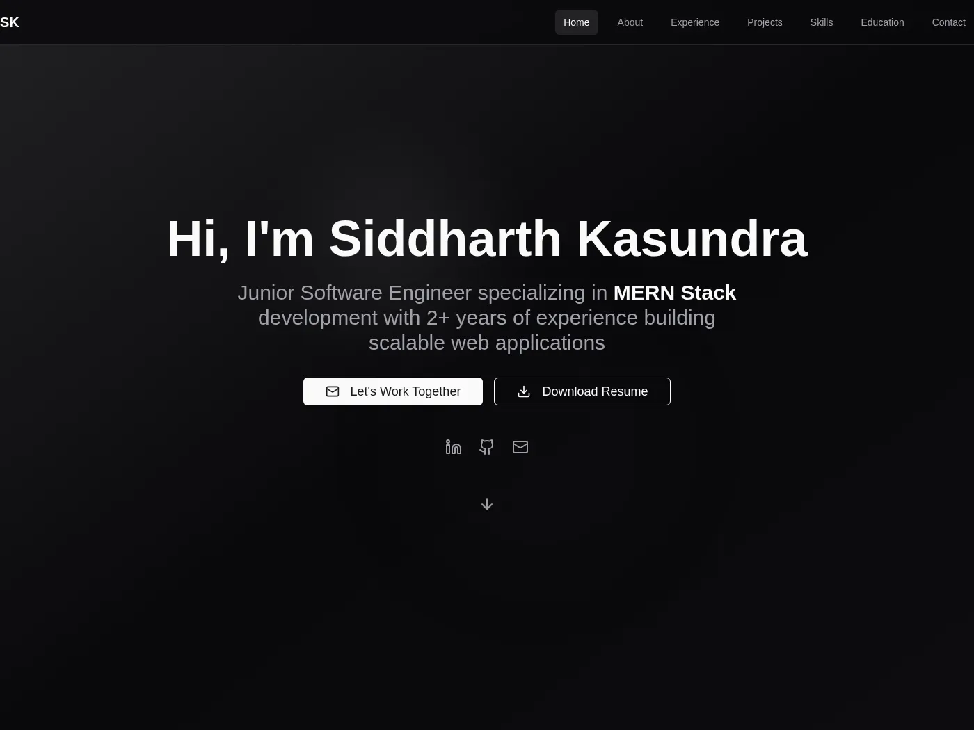 Siddharth Kasundra Portfolio Website