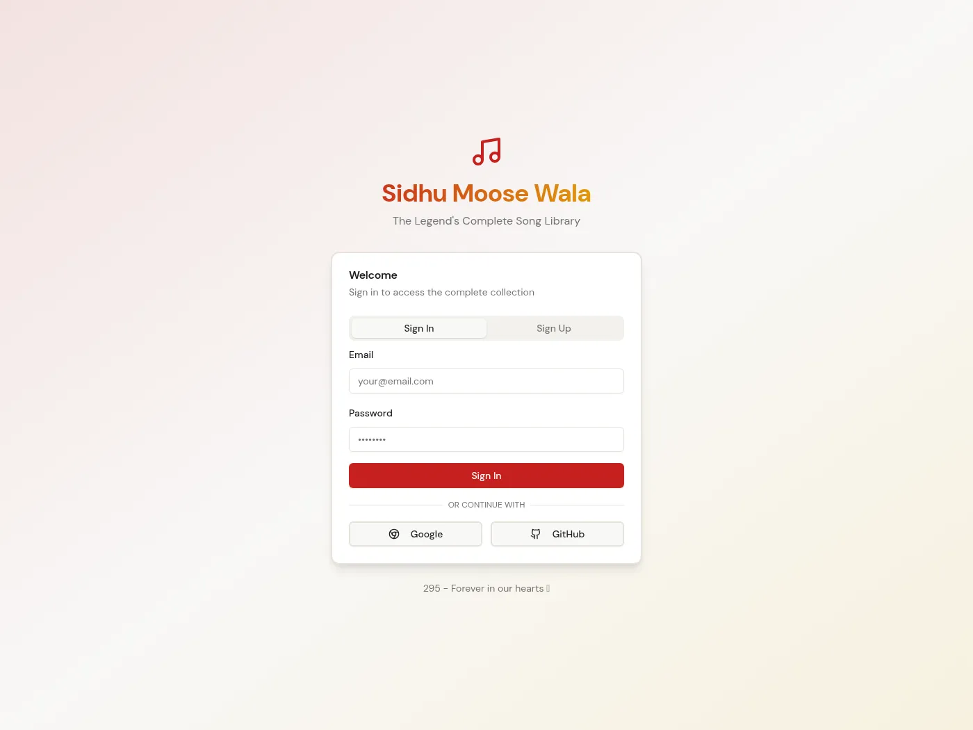 Sidhu Moose Wala Song Library with Secure Authentication