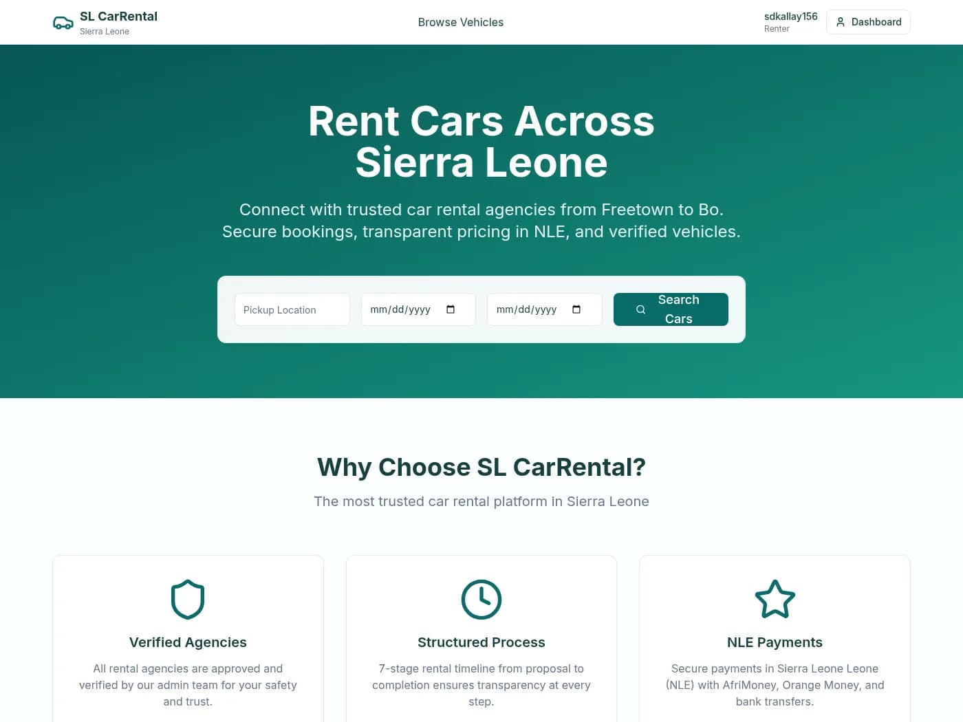 Sierra Leone Car Rental Portal