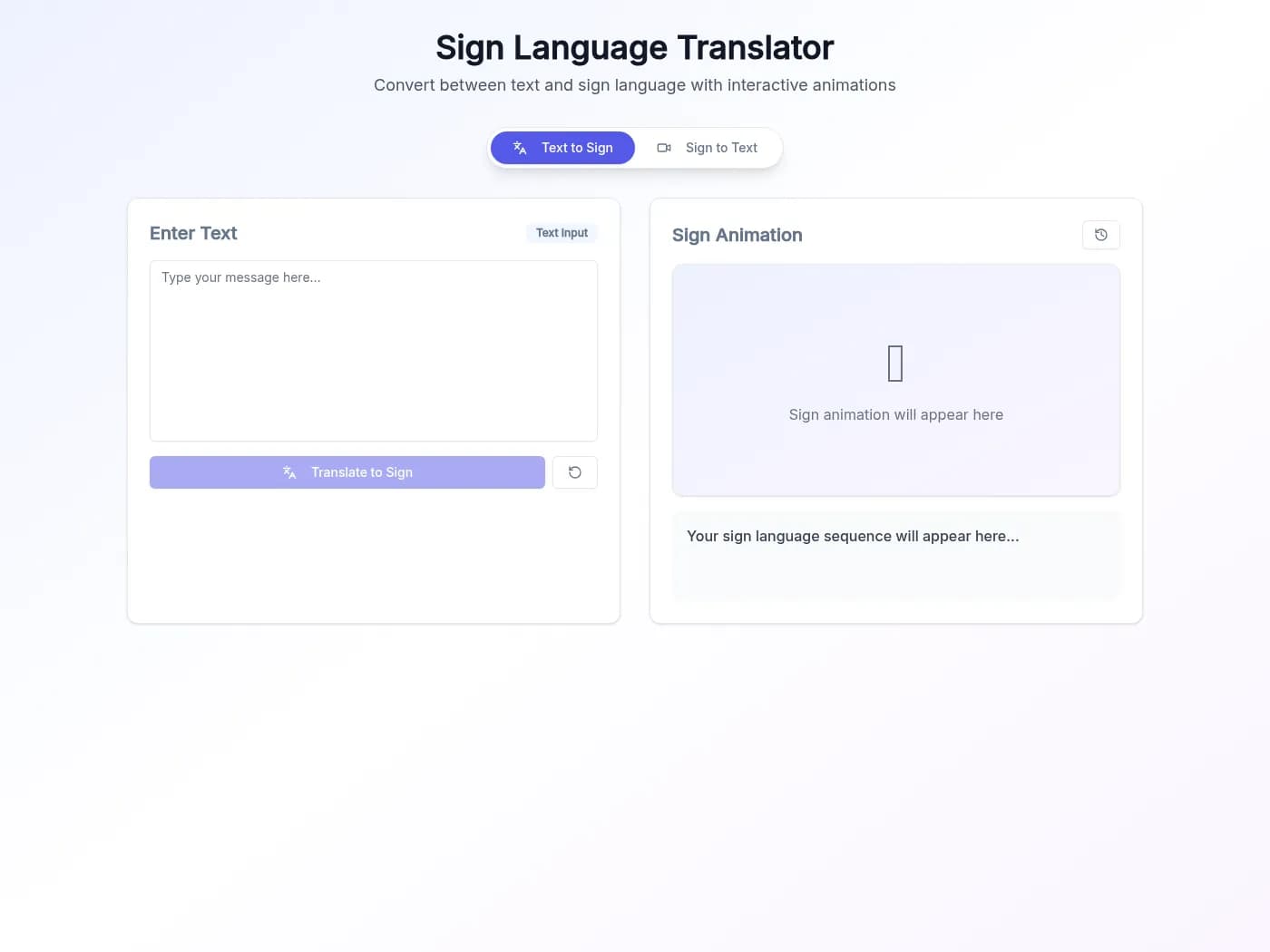 Sign Language Translator with Animation & Video