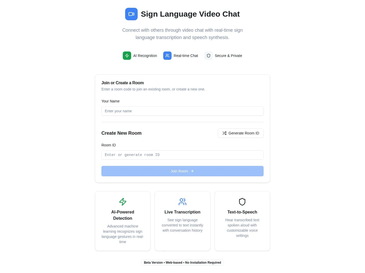Sign Language Video Chat Communicator