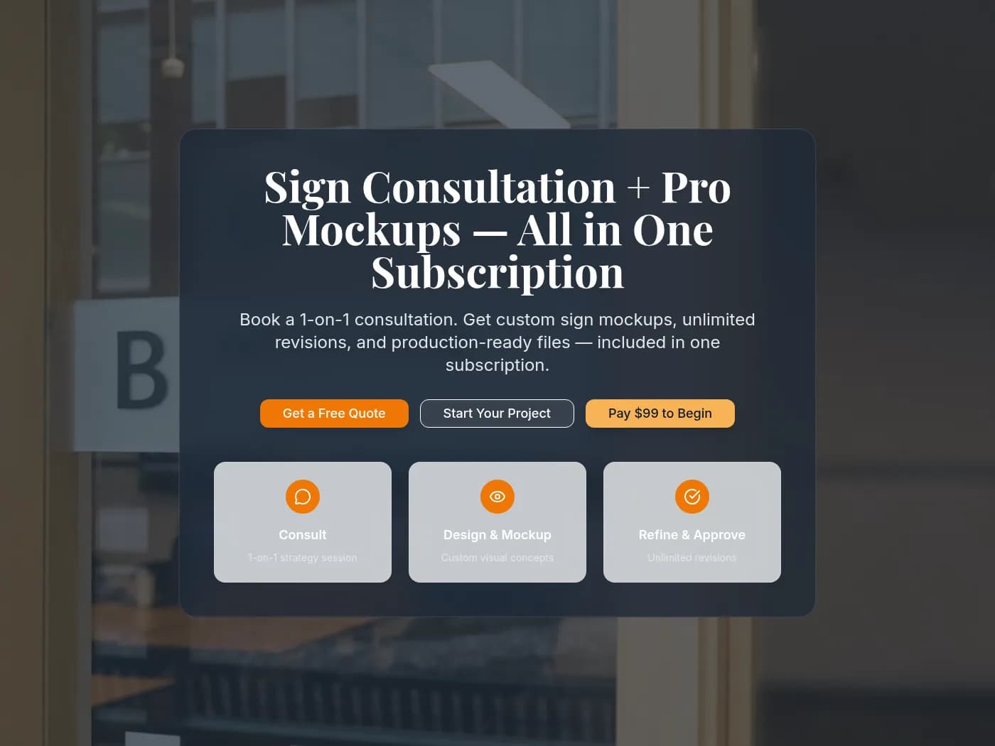Premium Signage Consultation Landing Page