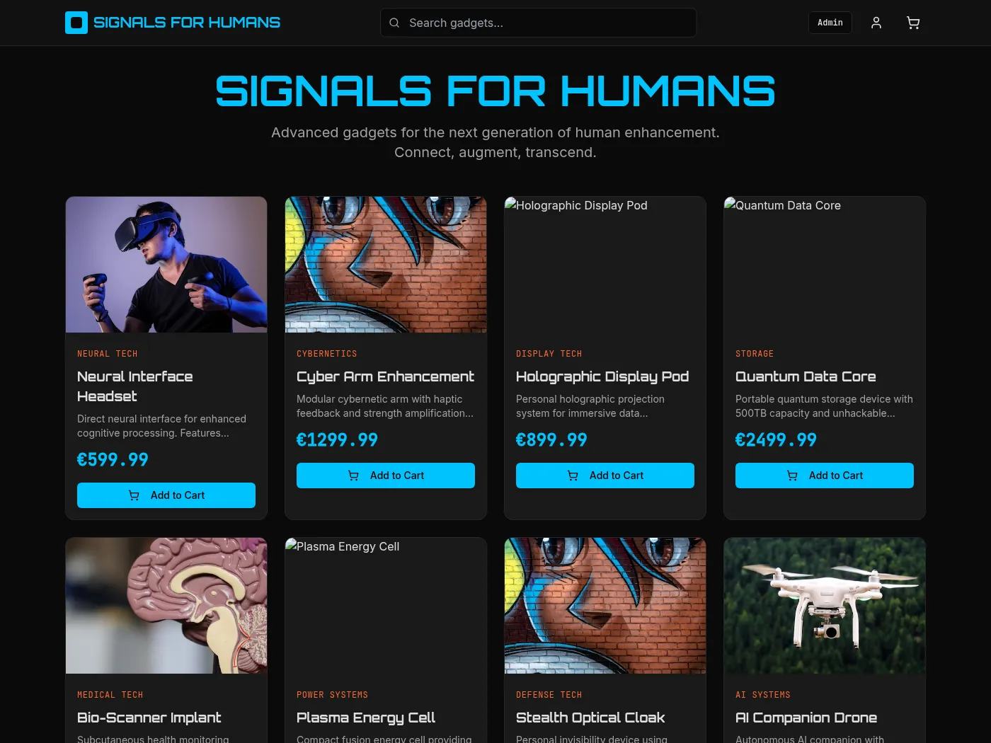 Signals for Humans E-commerce Gadget Shop