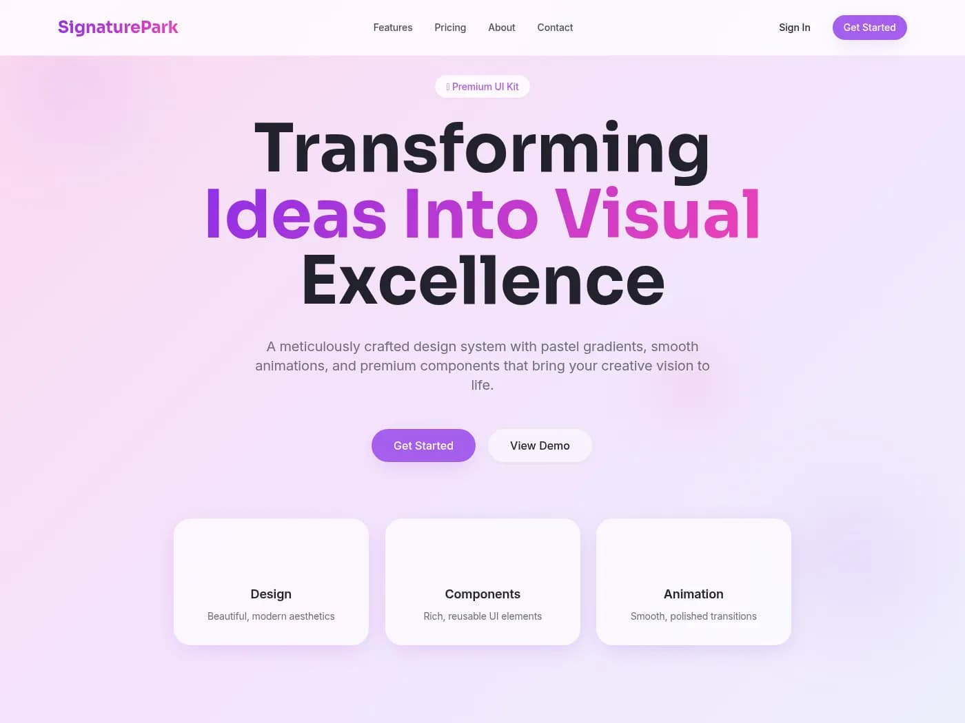 SignaturePark-Inspired Premium Web UI Kit