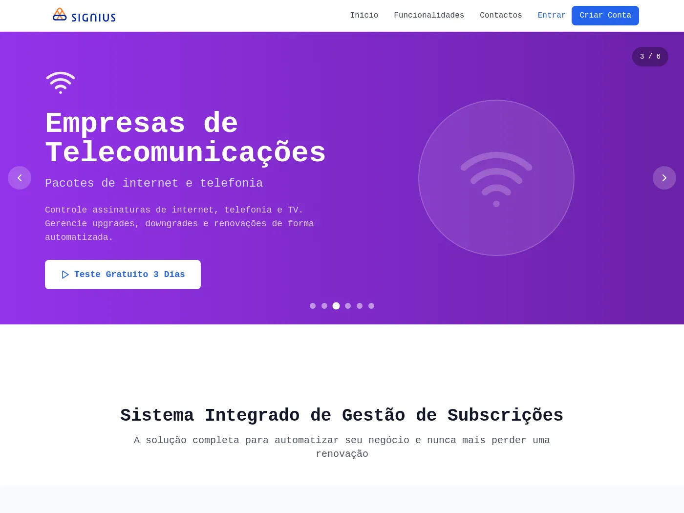 Signius - Sistema de Gestão de Subscrições