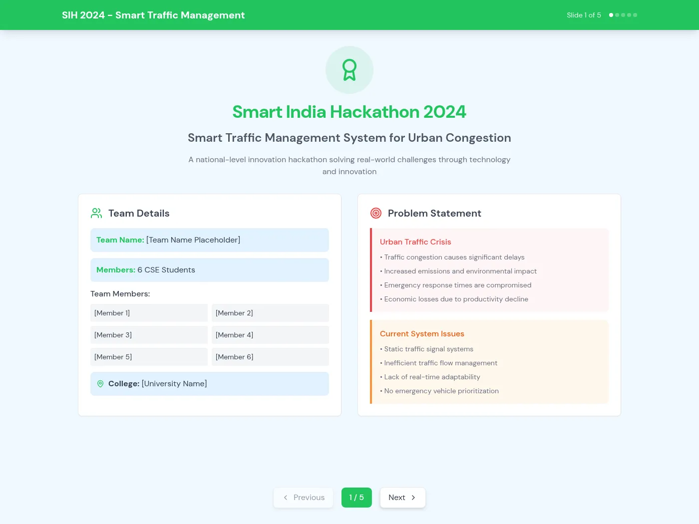 Smart Traffic Management System Hackathon Presentation