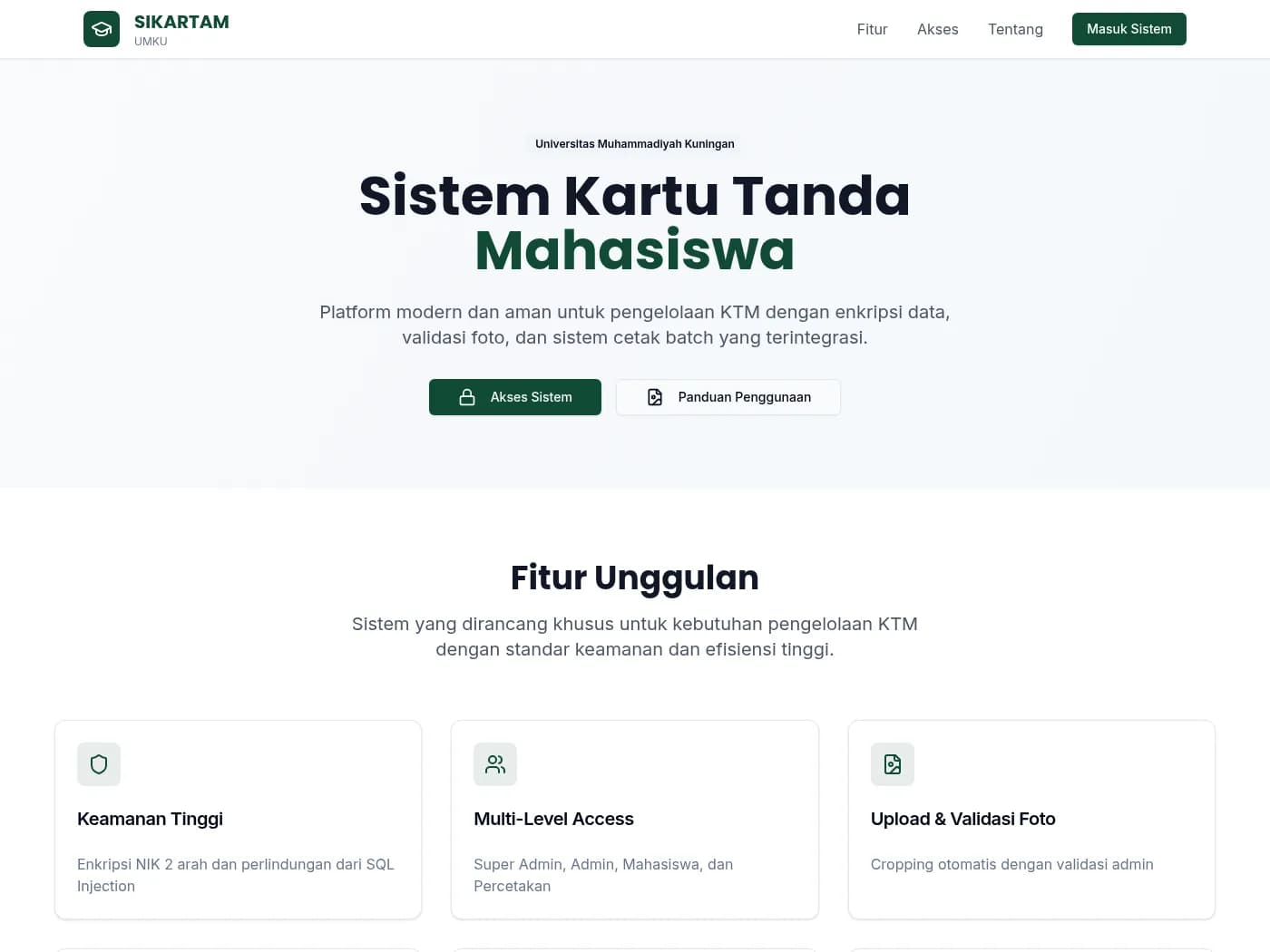 Sistem Kartu Tanda Mahasiswa (Sikartam) Universitas Muhammadiyah Kuningan
