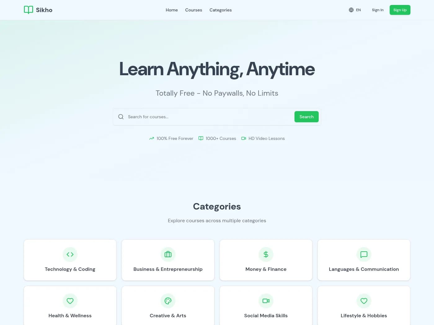 Sikho-Style Free Learning Platform