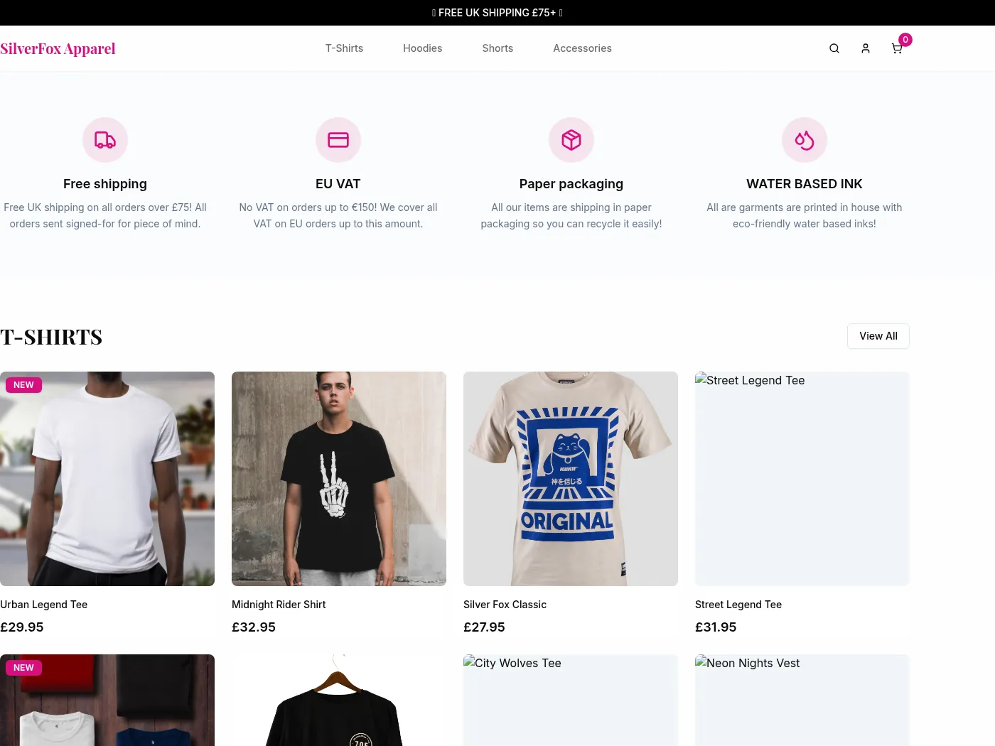 SilverFoxApparel Modern E-commerce Platform
