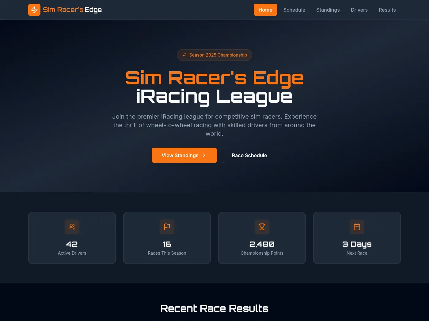 Sim Racer's Edge iRacing League Website