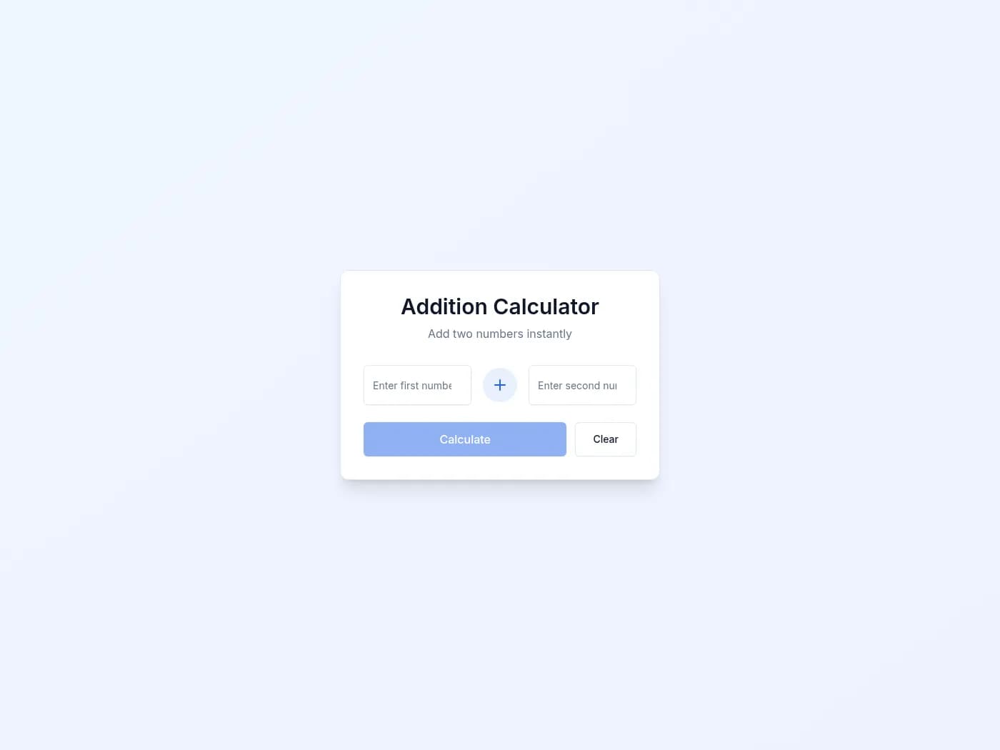 Simple Addition Calculator Web App