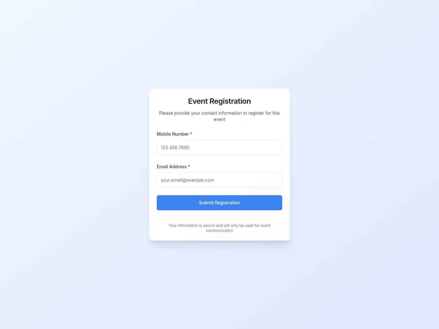Simple Attendee Contact Collection Form
