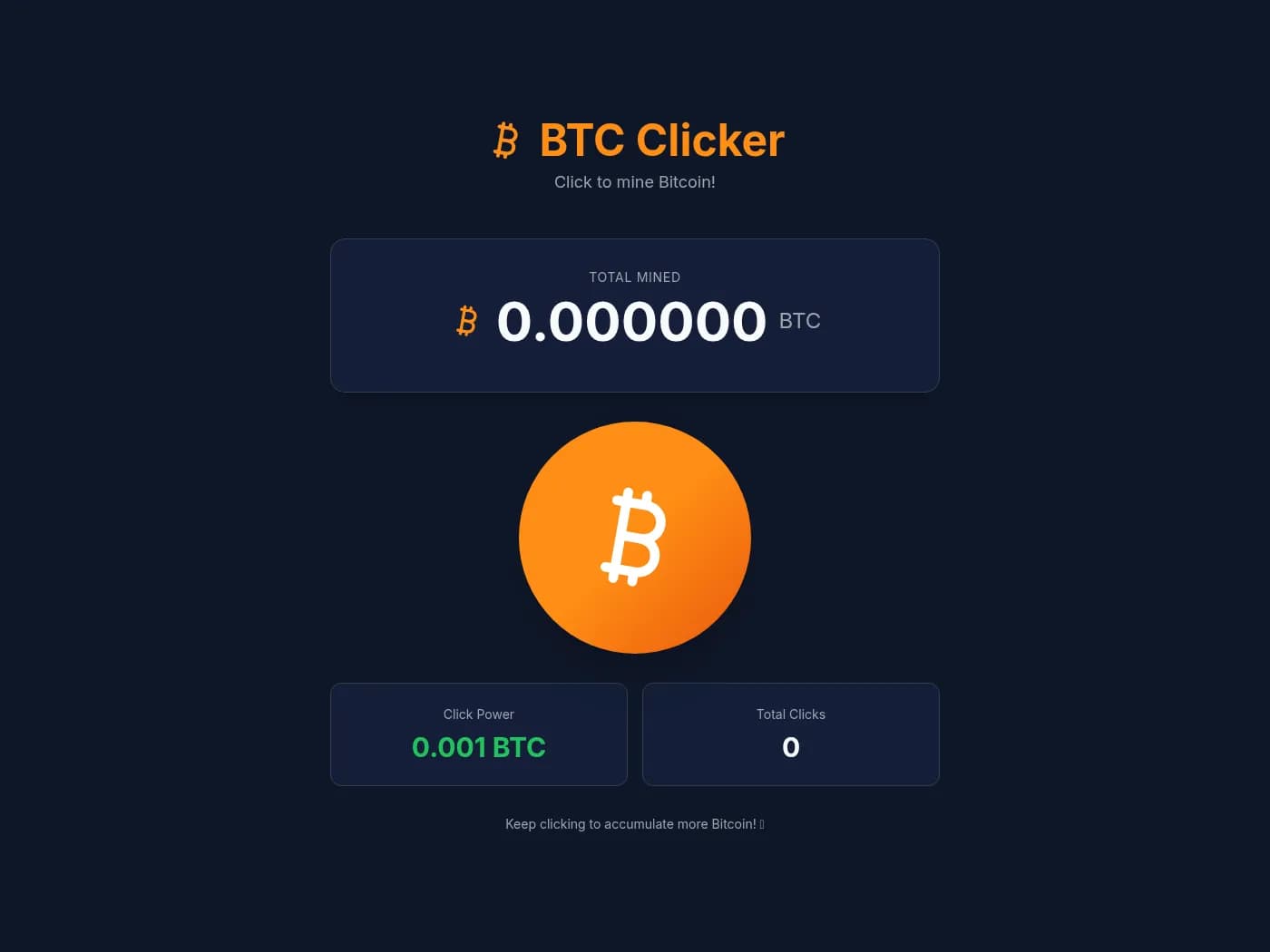 Simple BTC Clicker Game