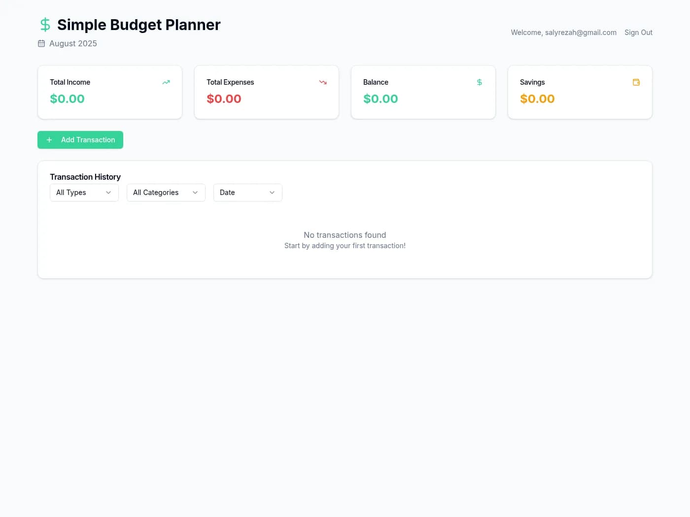 Simple Budget Planner