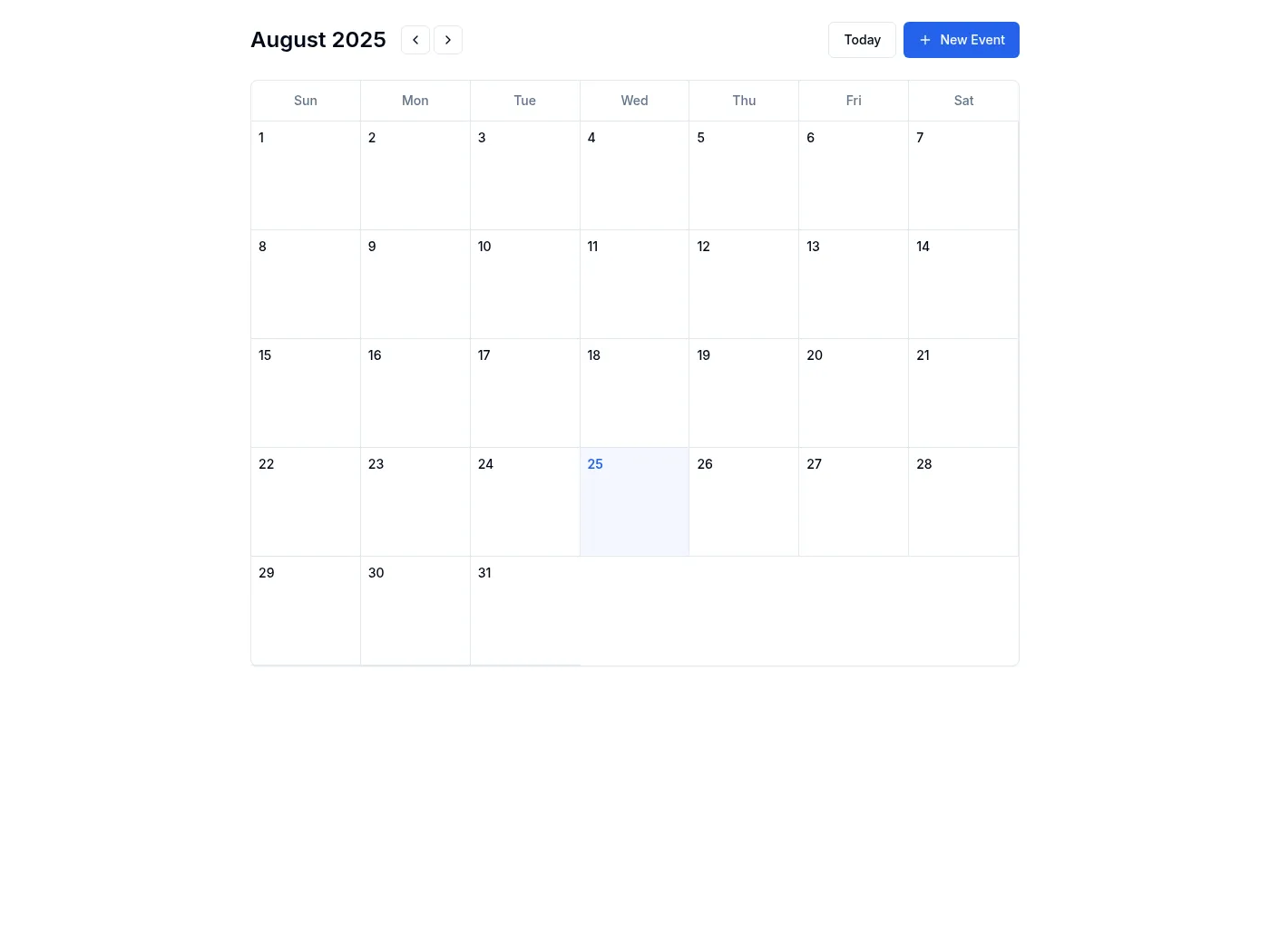 Simple Calendar Clone