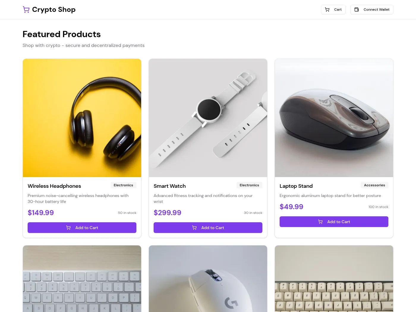 Simple E-Commerce Website with Blockchain Payment Integration