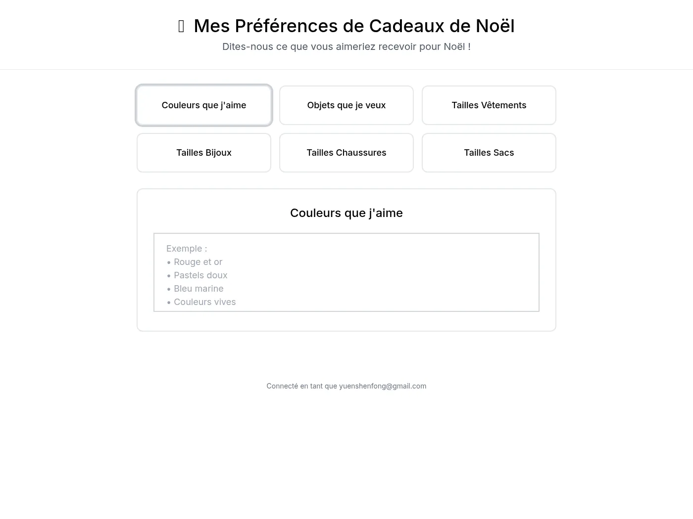 Simple Gift Preferences Organizer for All Ages