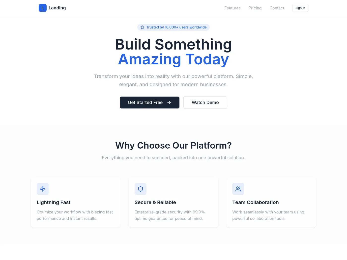 Simple and Elegant Landing Page Design