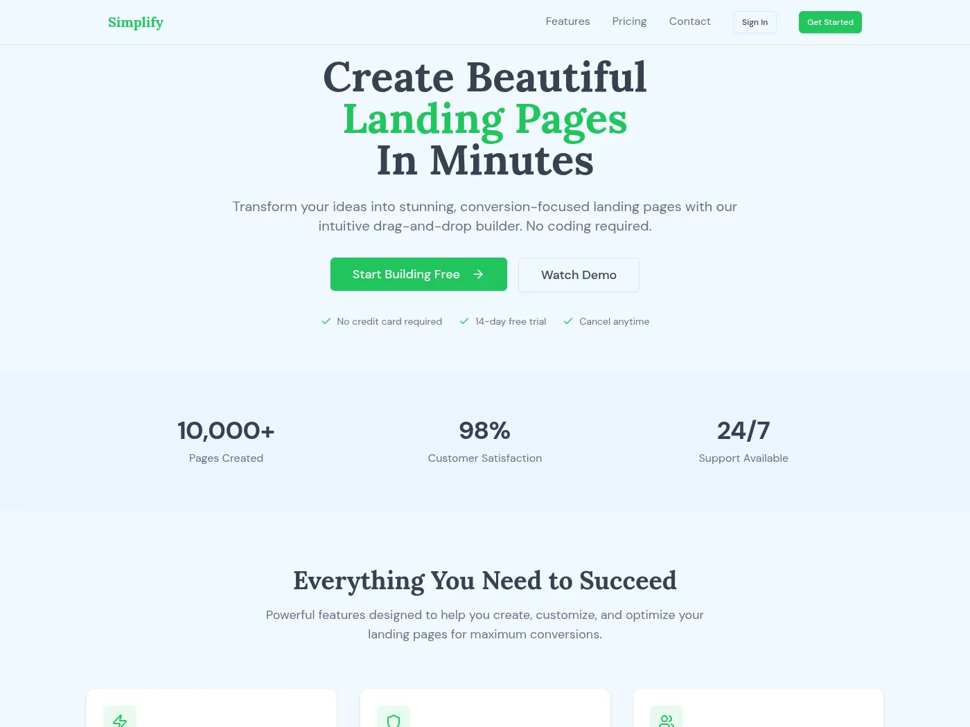 Simple Landing Page Creator