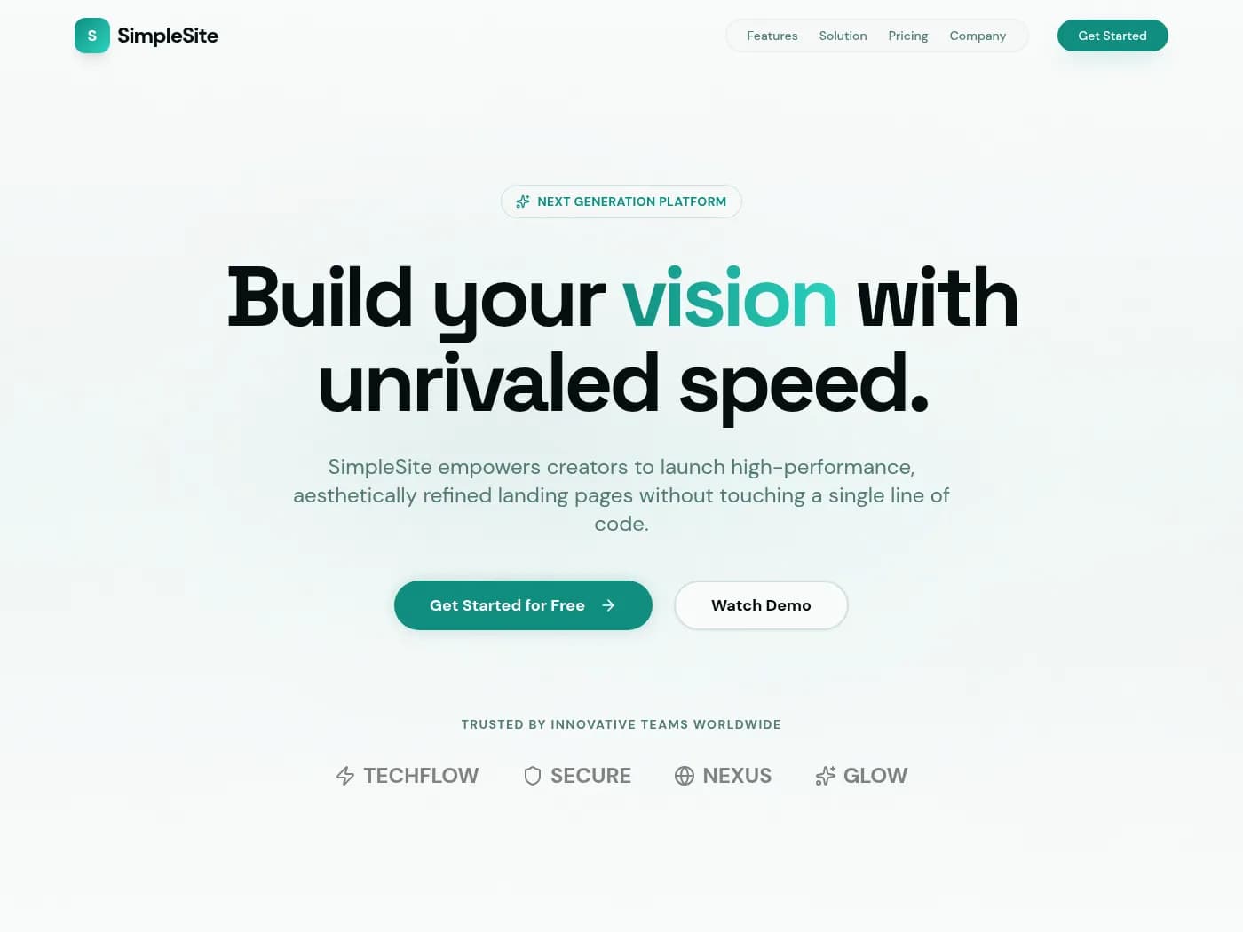 SimpleSite Landing
