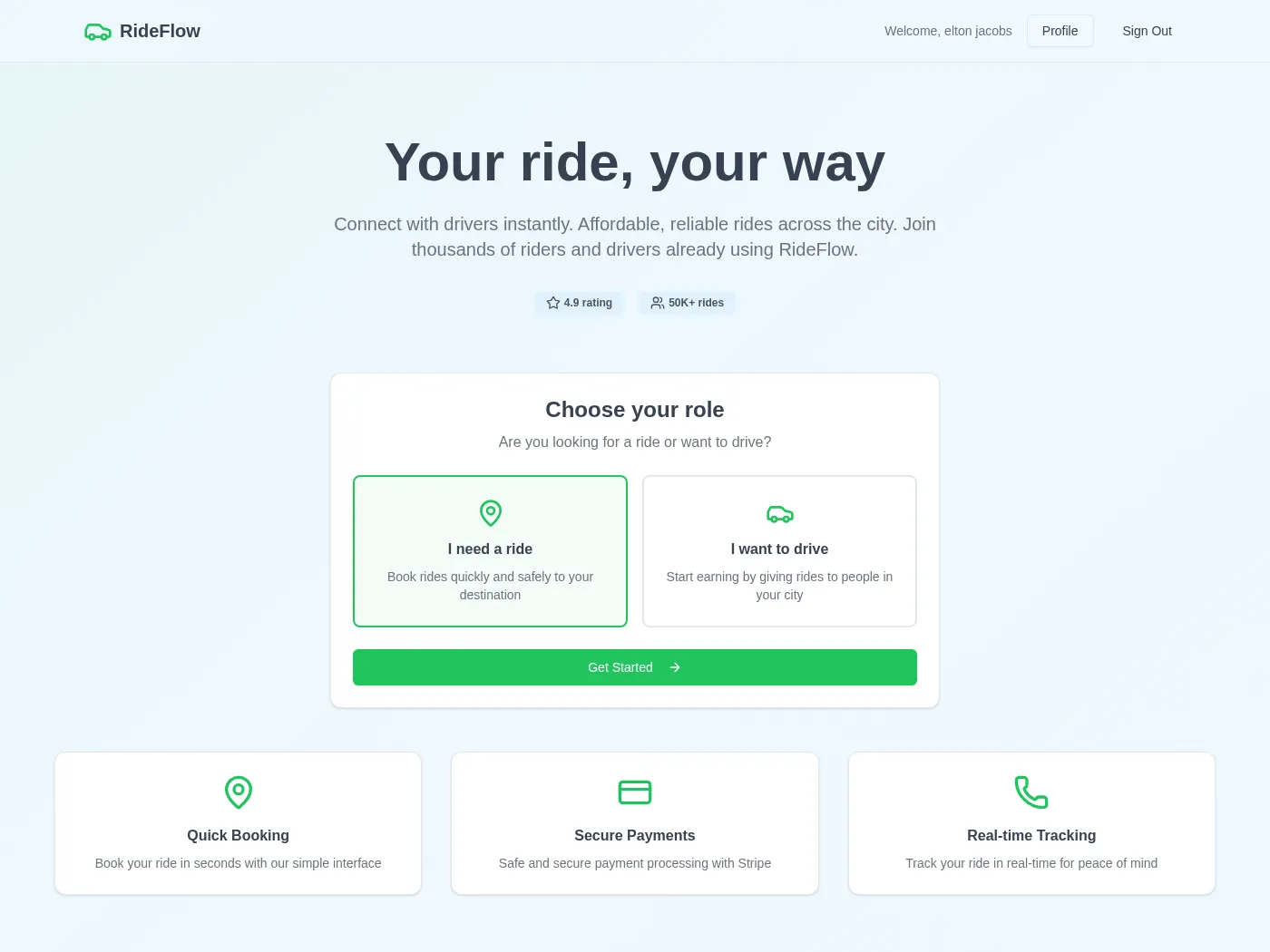 Simple MVP Ride Hailing App