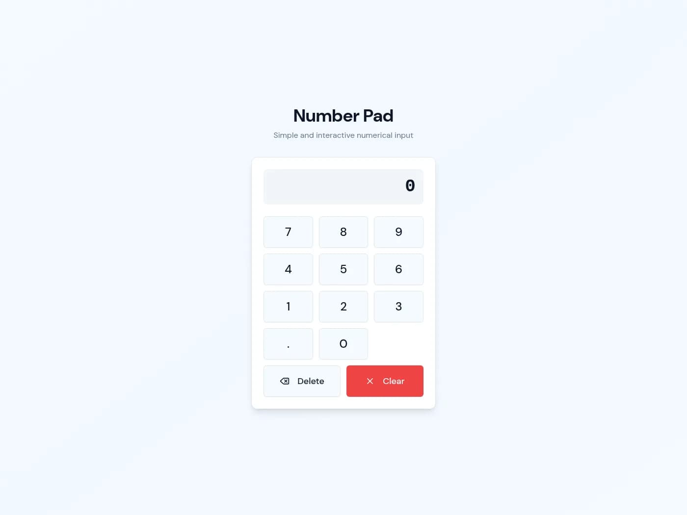 Simple Number Pad Web App